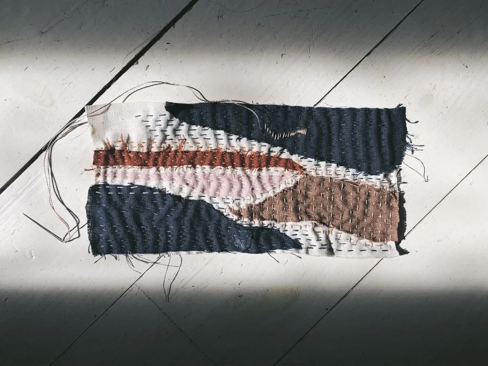 Blue Lines - fabric and stitch drawing — Rebekah Johnston Textile Artist