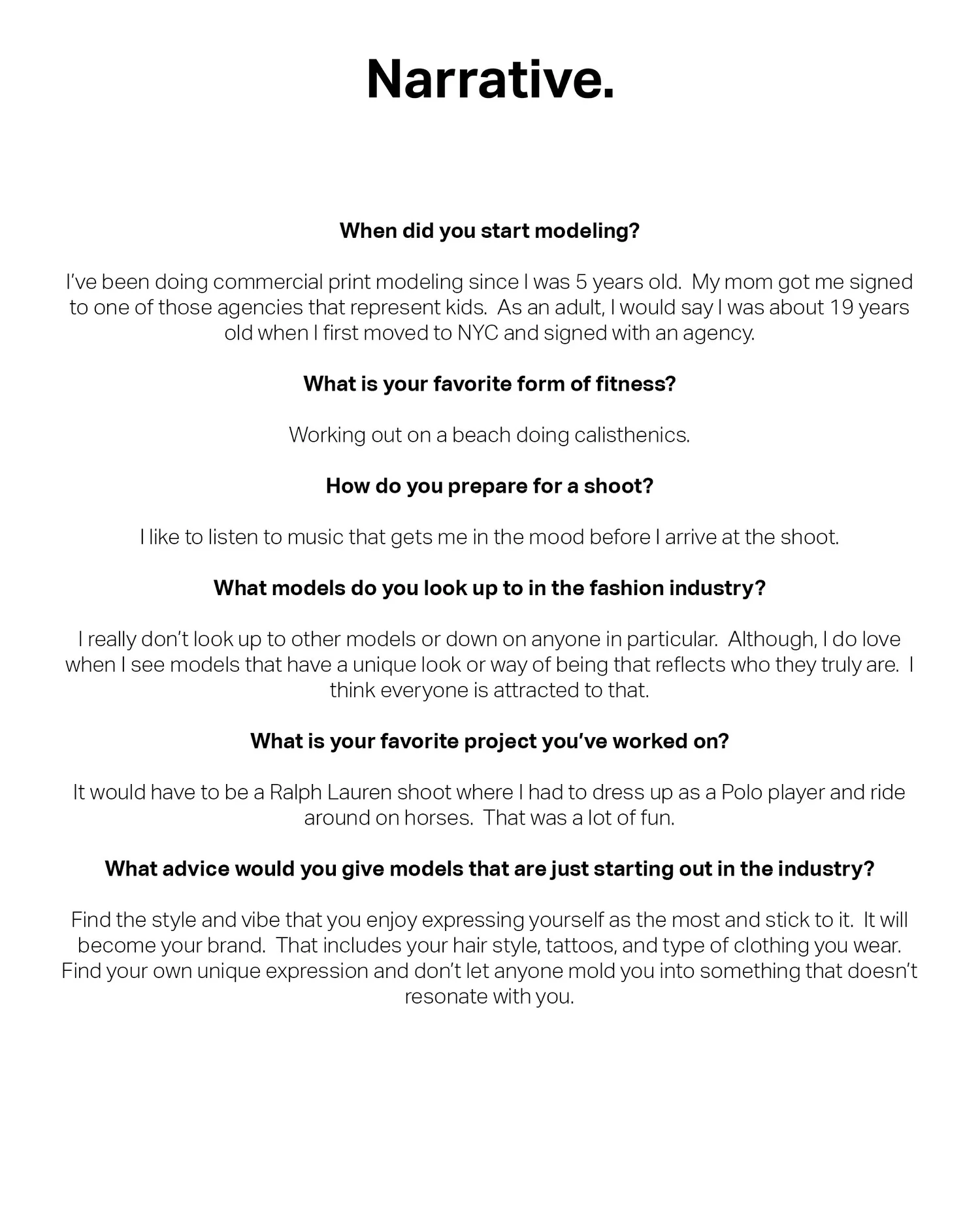 ANGELO CORTINA — Narrative.