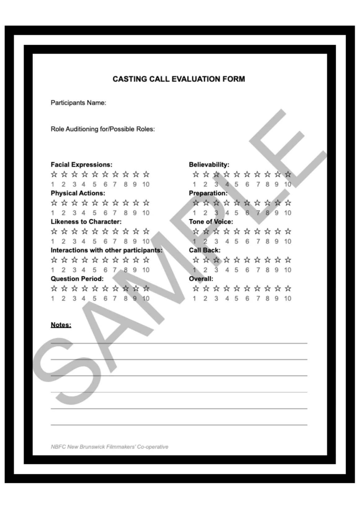 Forms and Contracts — New Brunswick Filmmakers' Co-operative