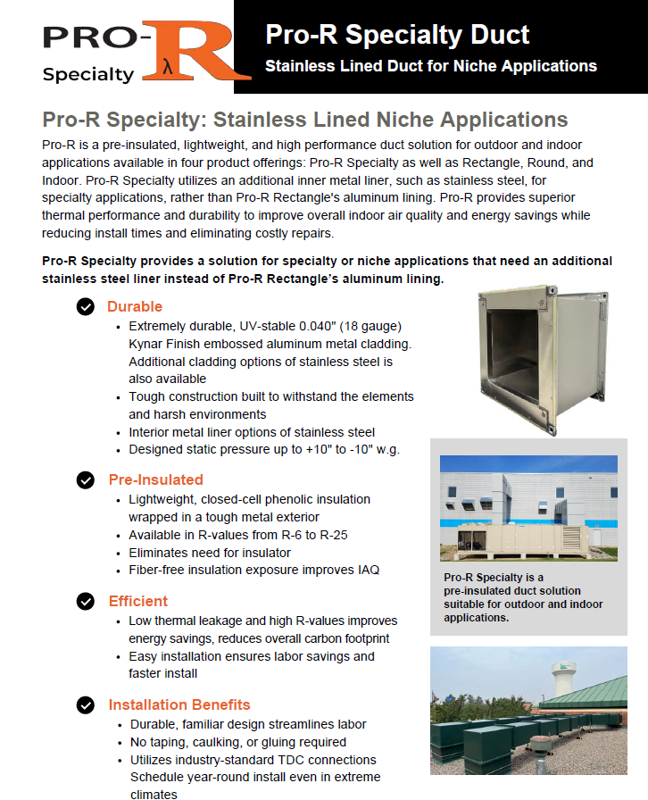 Pro-R Duct Product Literature | Spec Sheets, Quote Submittal Forms for ...