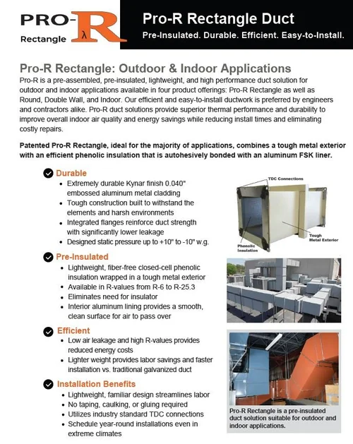 Pro-R Duct Product Literature | Spec Sheets, Quote Submittal Forms for ...