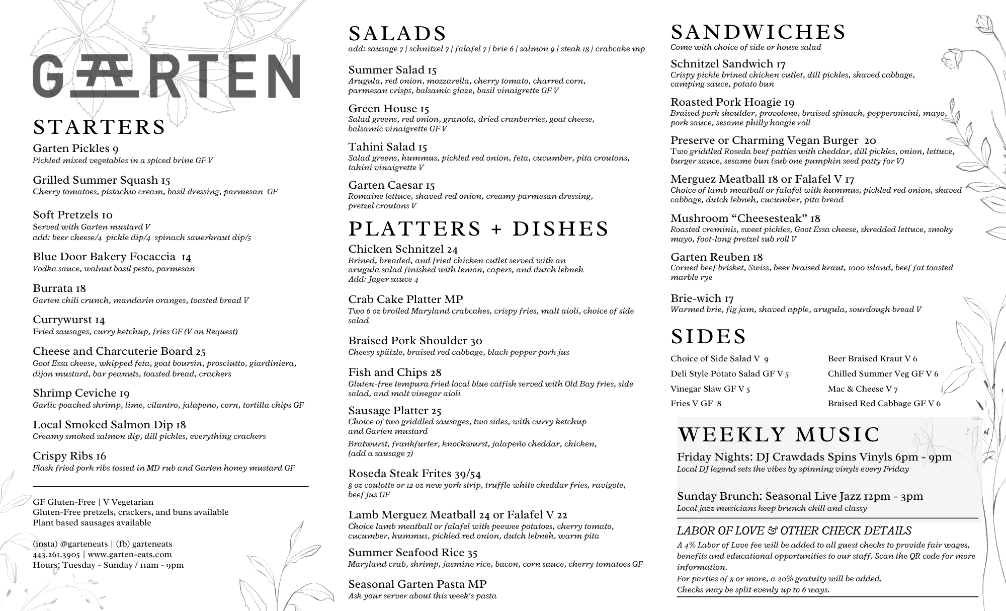 Menus — Garten
