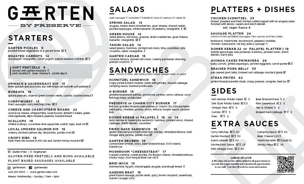 Menus — Garten