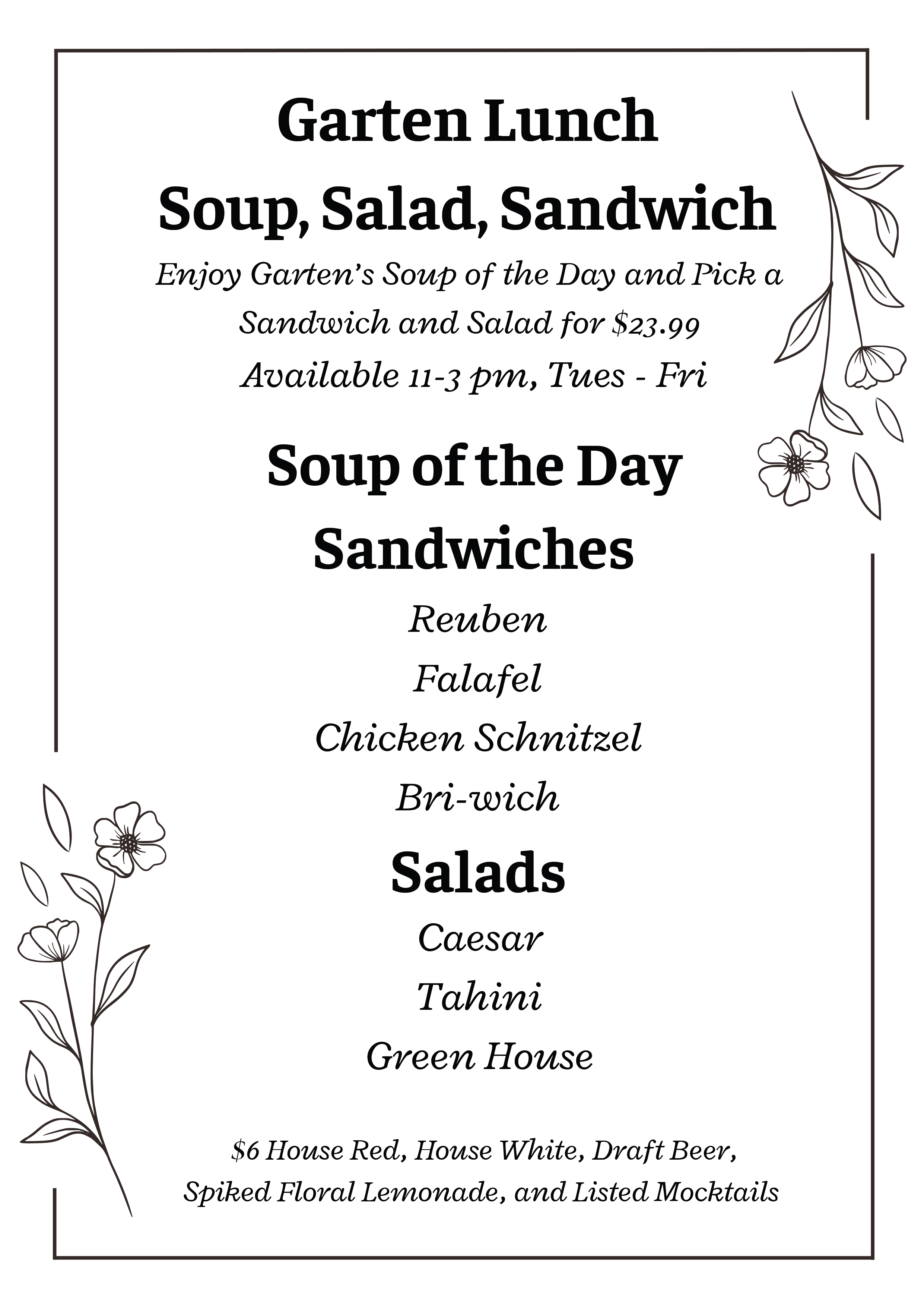 Menus — Garten