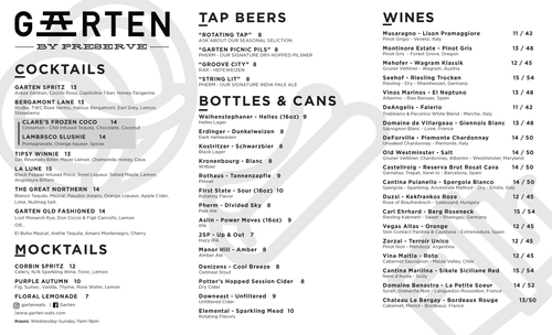 Menus — Garten