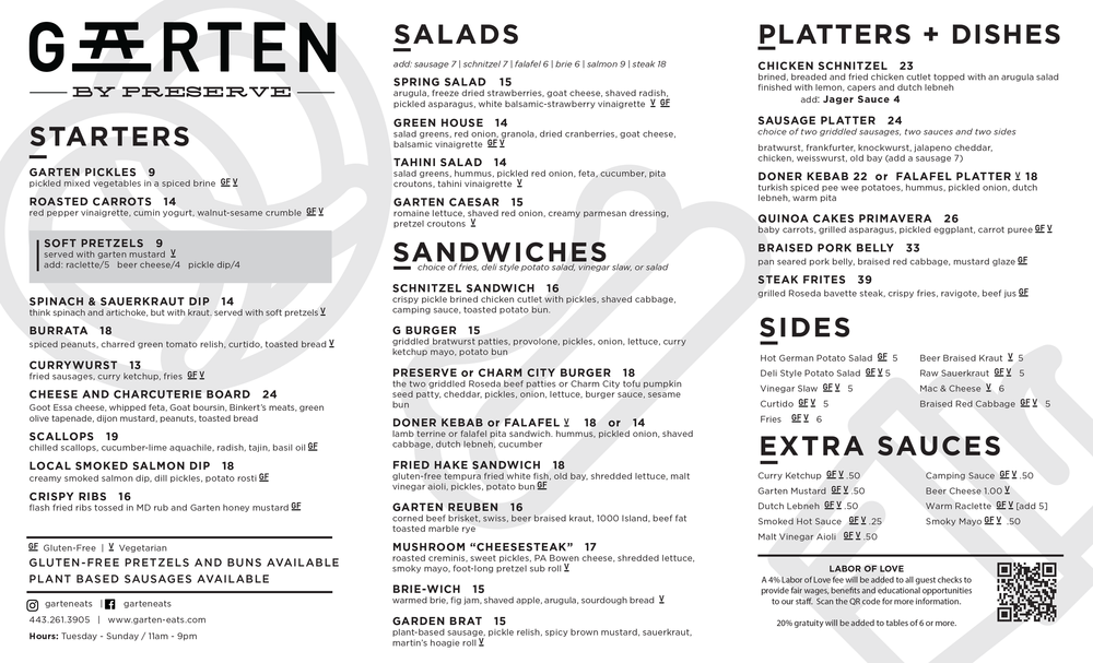 Menus — Garten
