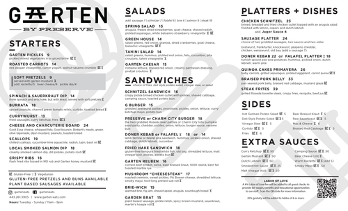 Menus — Garten