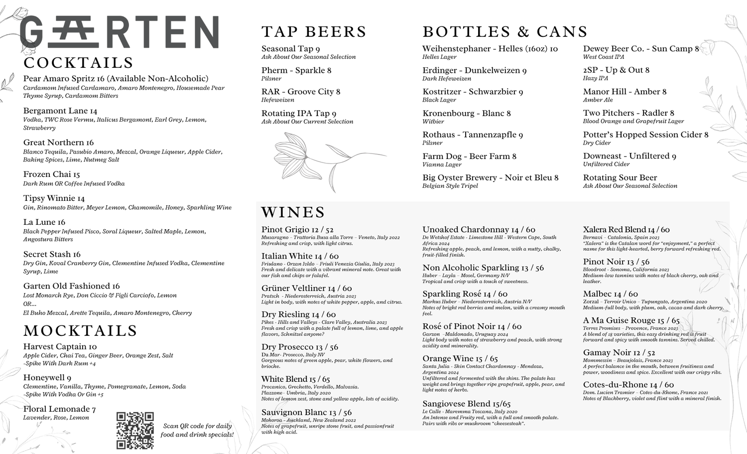 Menus — Garten