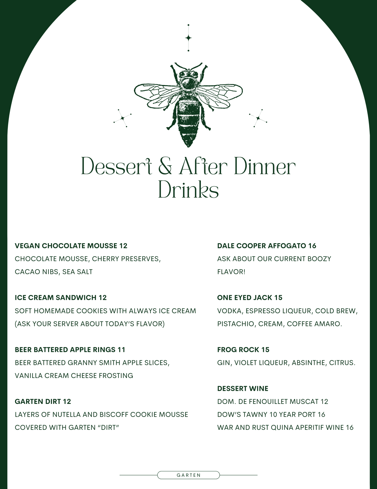 Menus — Garten