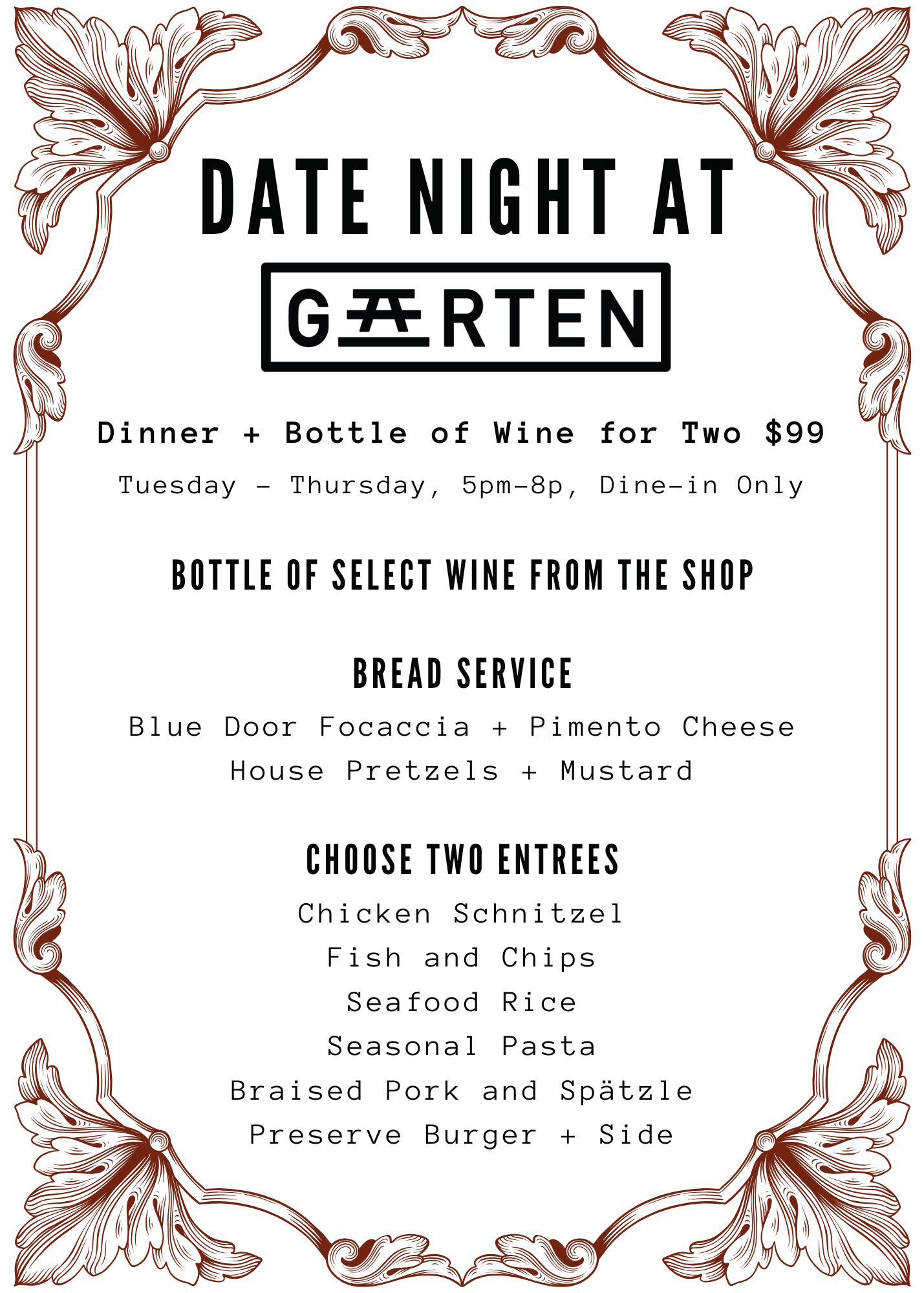 Menus — Garten