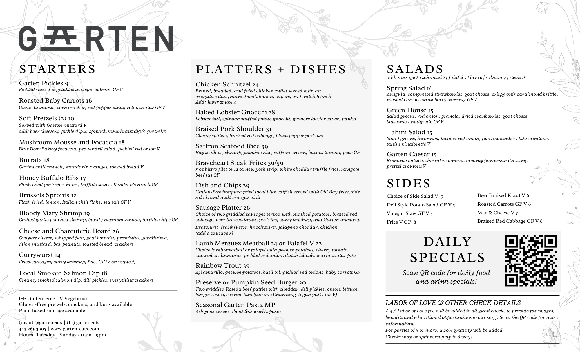 Menus — Garten