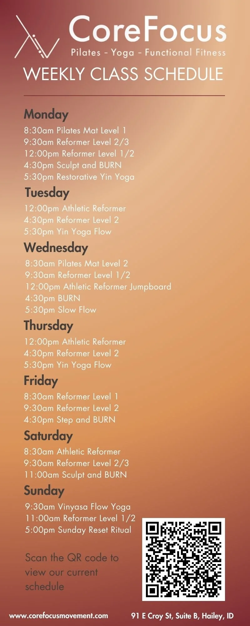 CoreFocus-Class Schedule