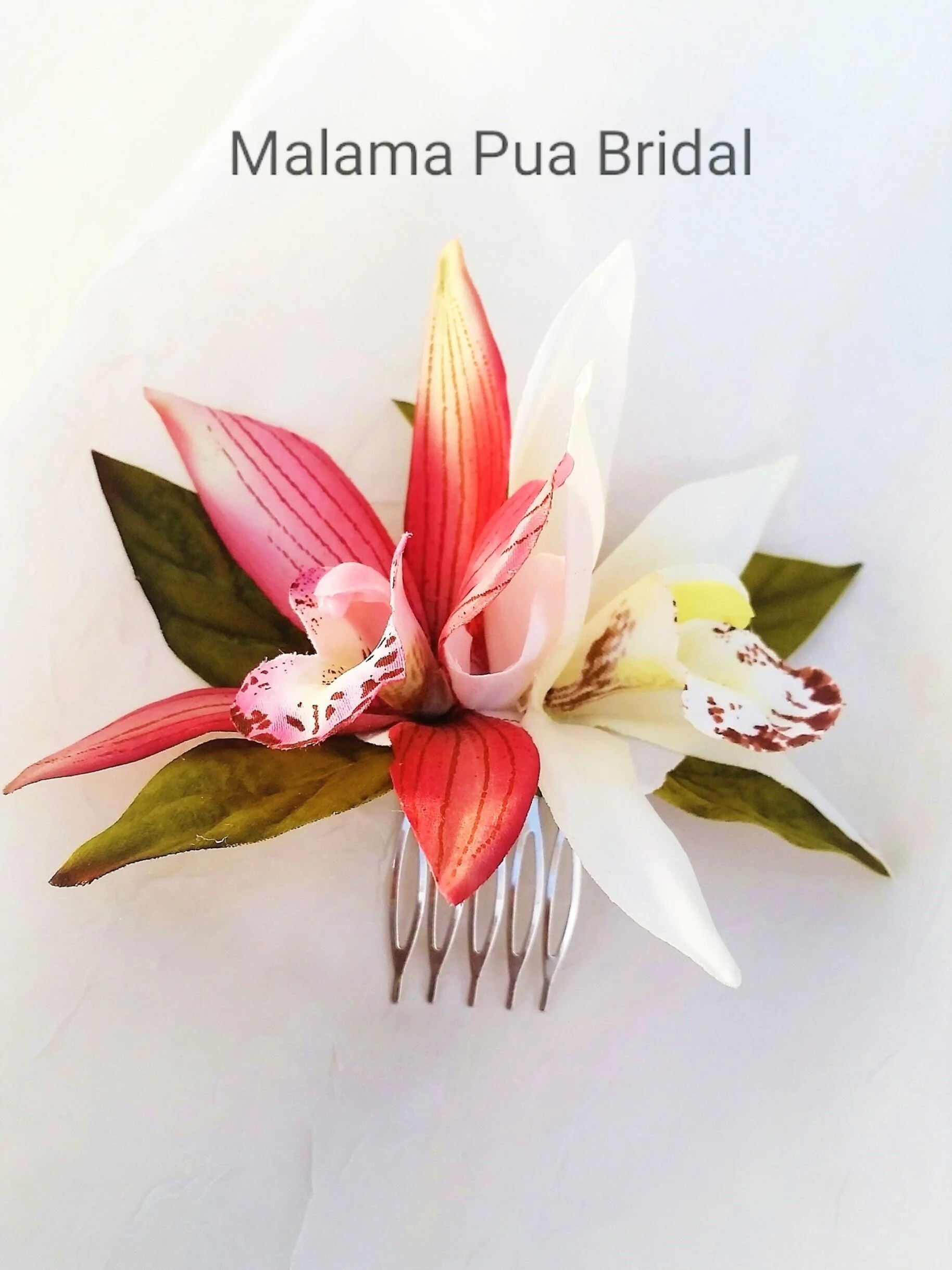 Silk purple dendrobium orchid hair pins with Swarovski crystal or ...