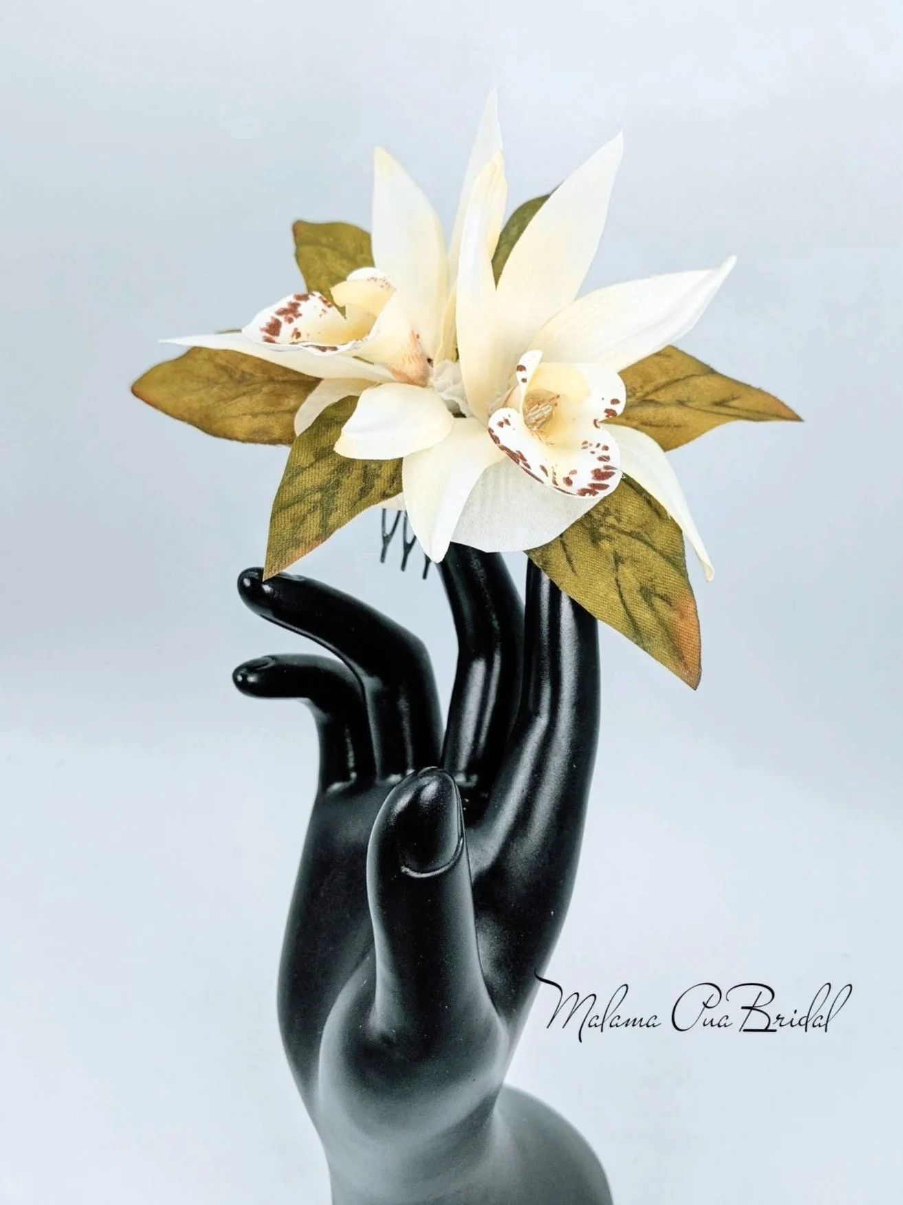 Silk purple dendrobium orchid hair pins with Swarovski crystal or ...