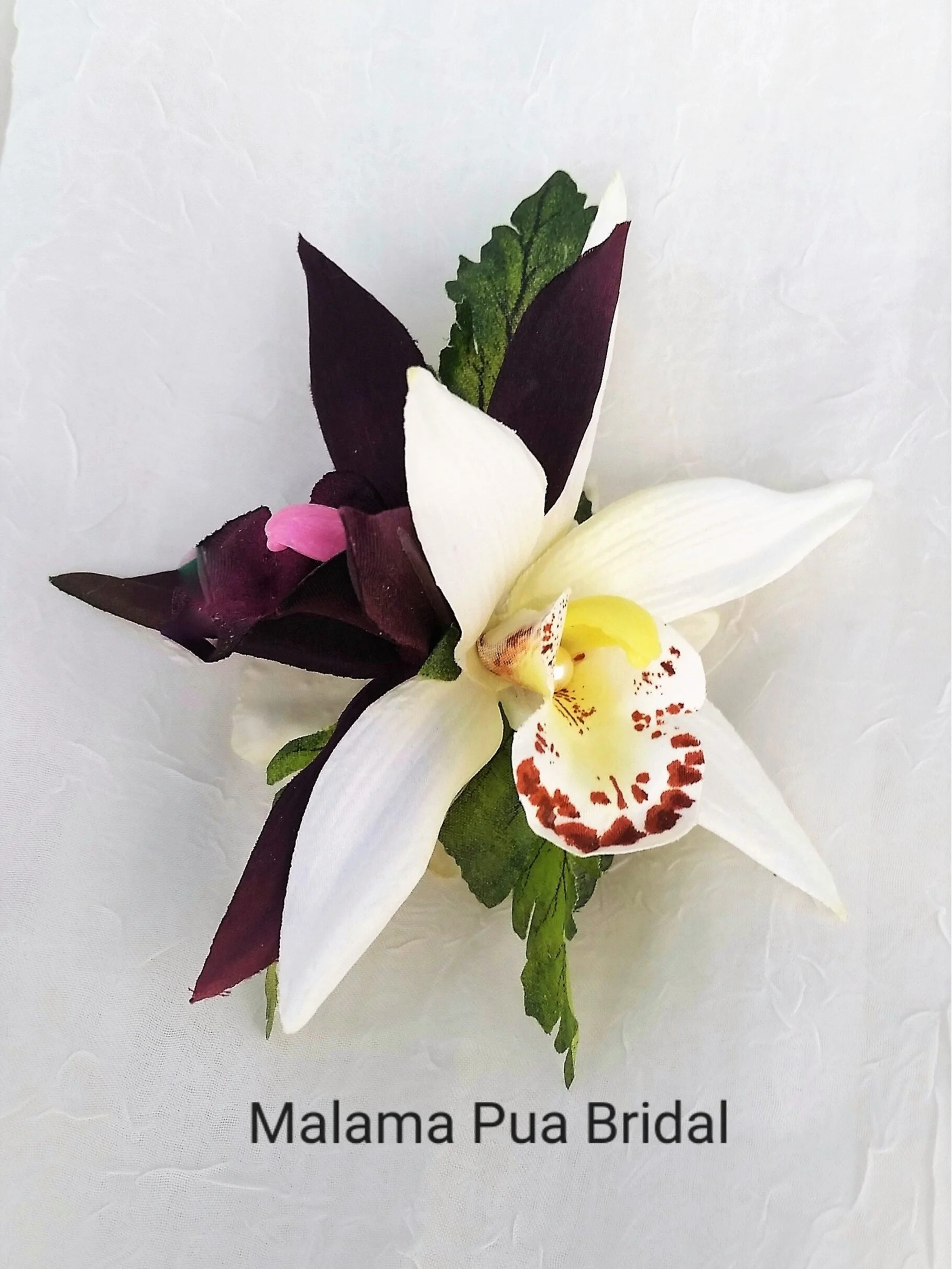 Silk purple dendrobium orchid hair pins with Swarovski crystal or ...