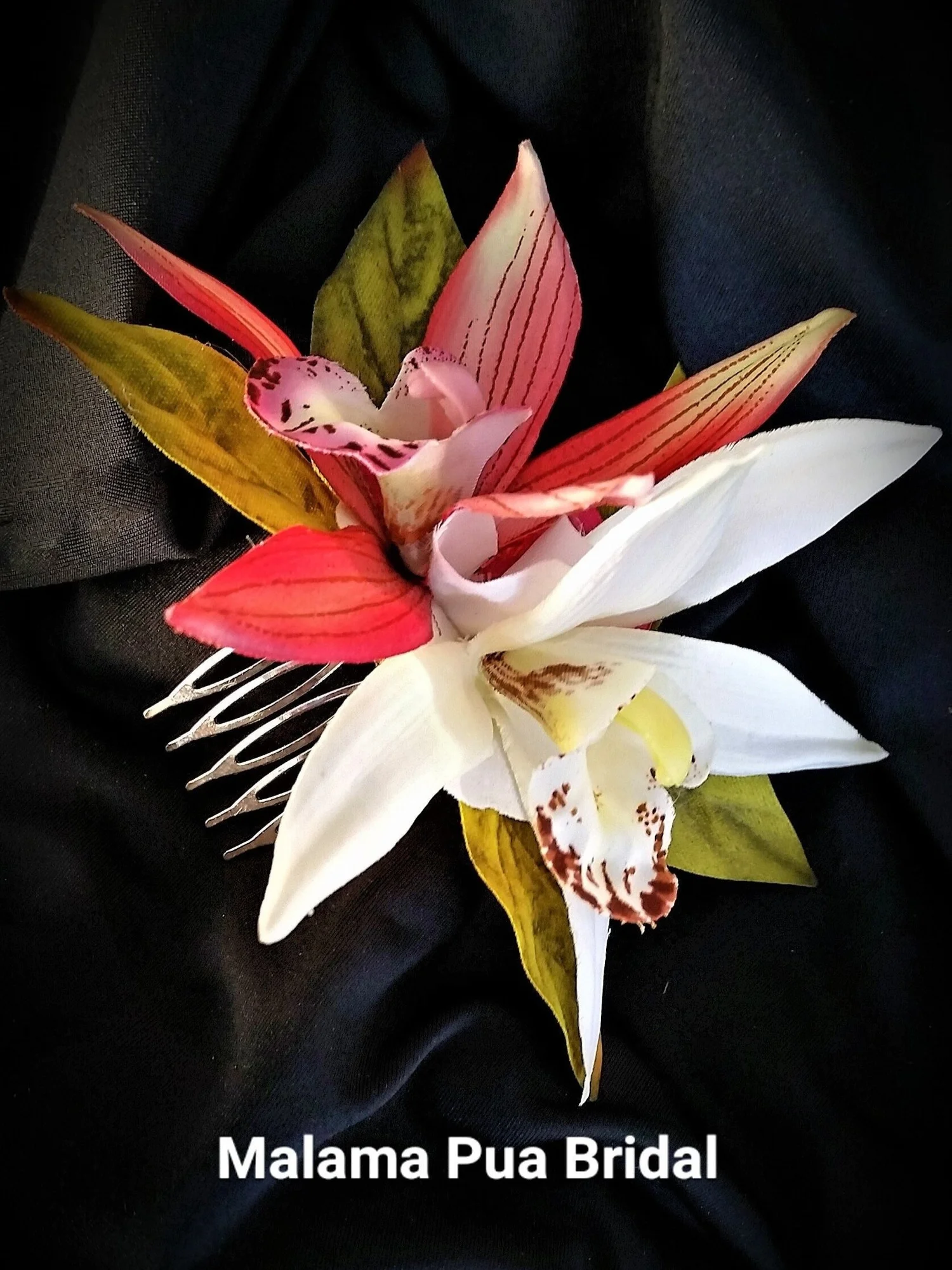 Silk purple dendrobium orchid hair pins with Swarovski crystal or ...