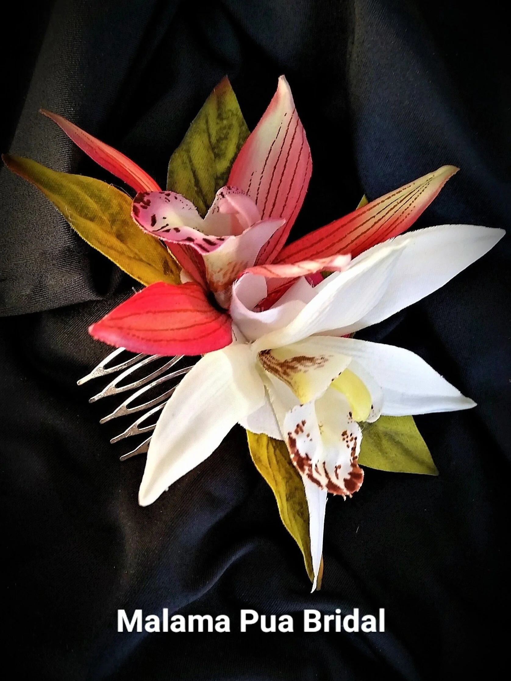 Silk purple dendrobium orchid hair pins with Swarovski crystal or ...