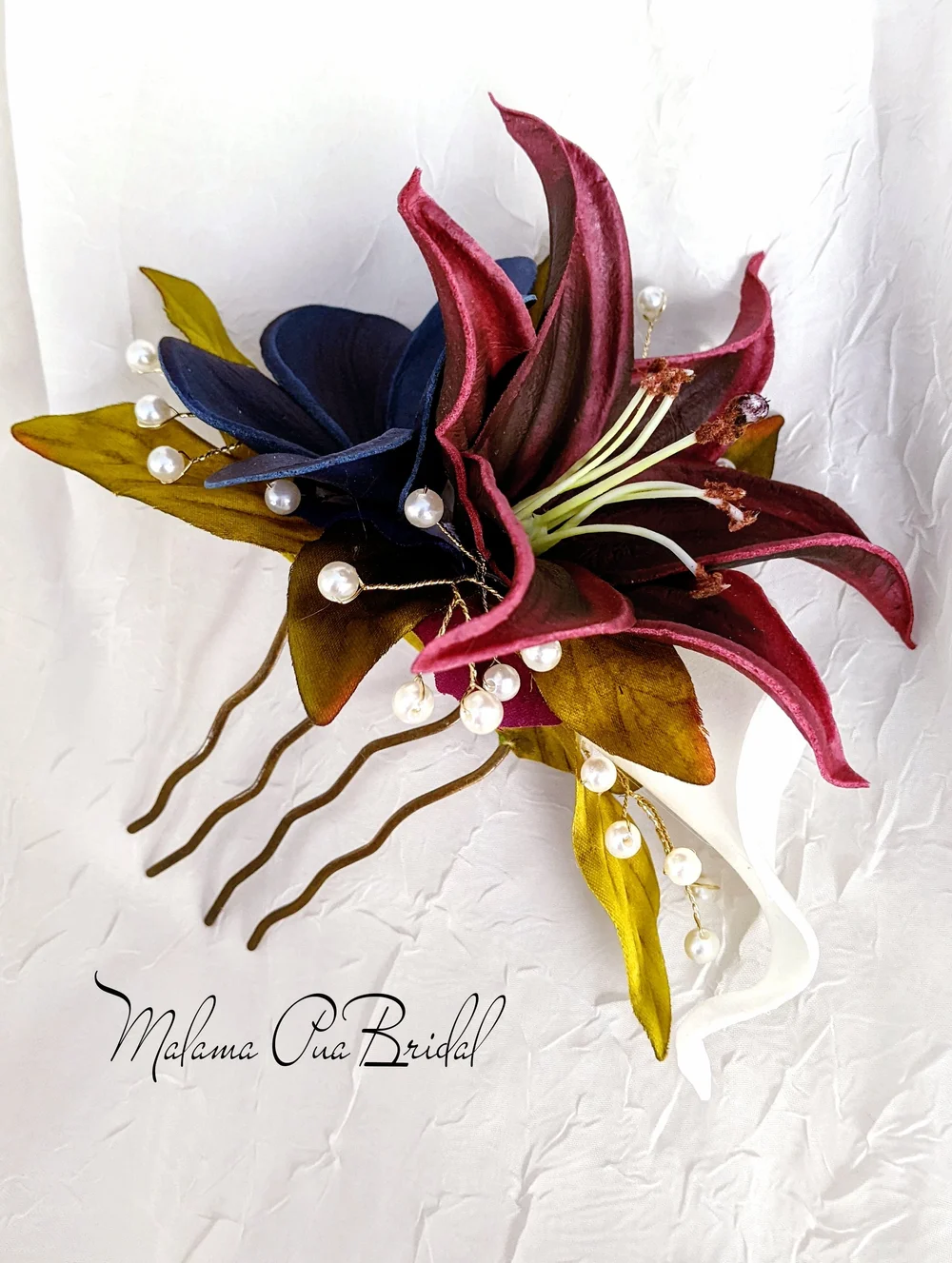 Tropical Hawaiian Real Touch floral headpiece with Calla lily, plumeria ...