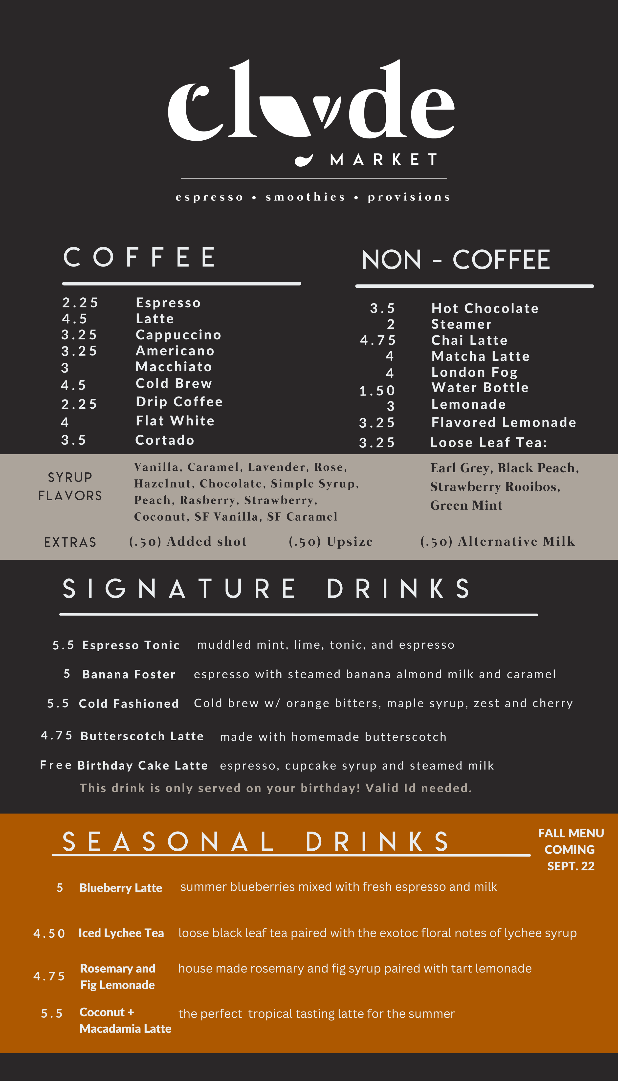Menu 1 — The Clyde Market