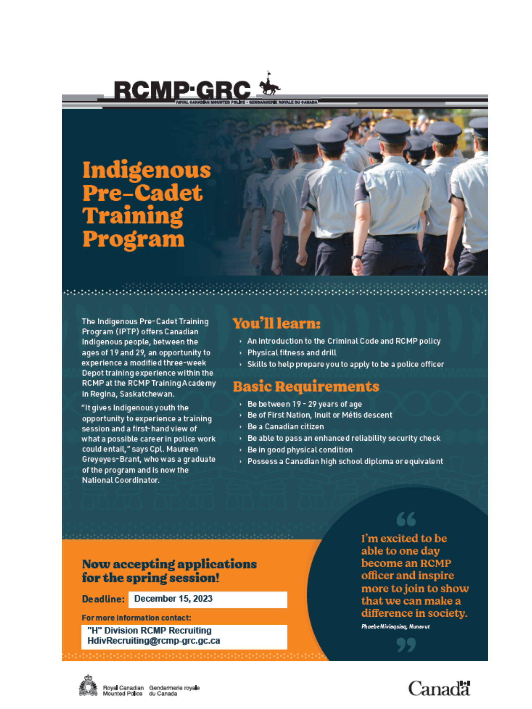 Indigenous Pre-Cadet Training Program — Sipekne'katik