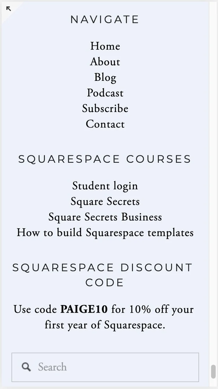Squarespace CSS: 10 code snippets & plugins for styling your site in mobile view — Paige Brunton ...