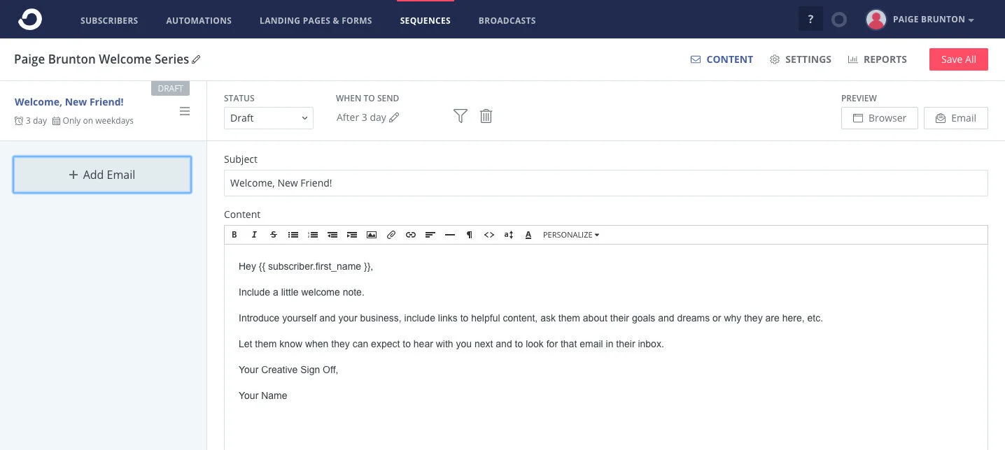 ConvertKit 101: Beginners guide to sending a welcome/evergreen sequence — Paige Brunton