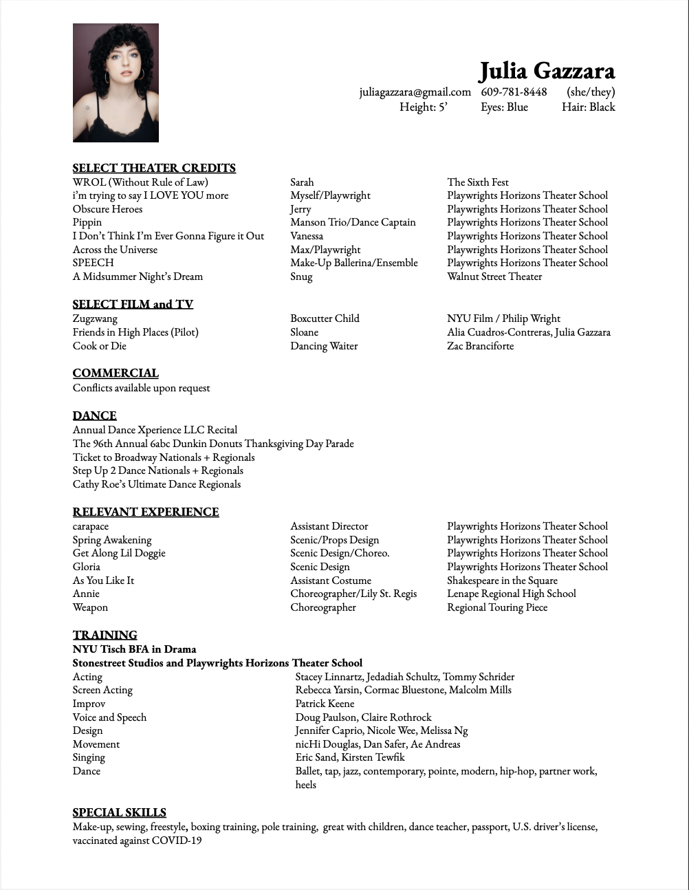 Resumes — Julia Gazzara