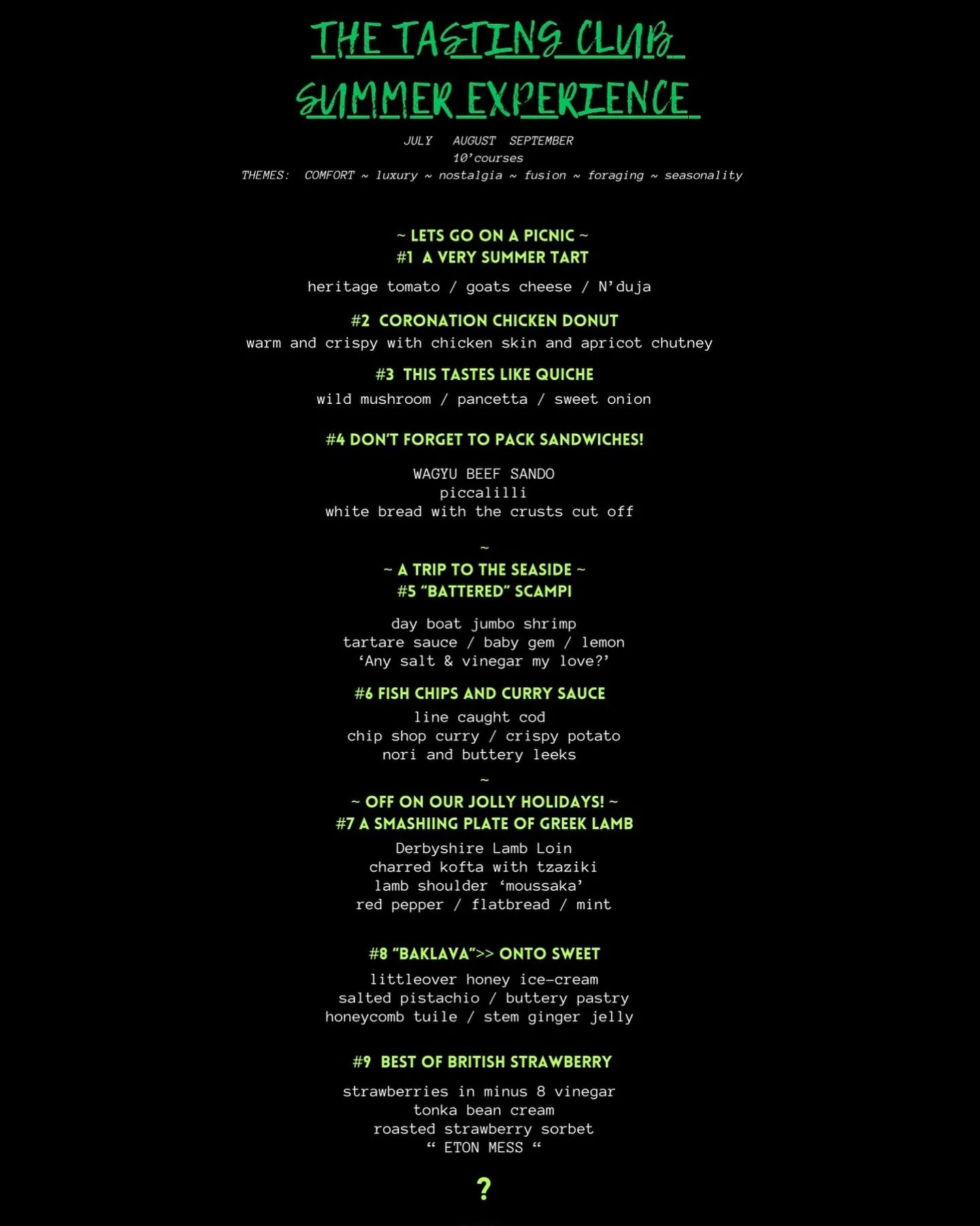 Menu — The Tasting Club