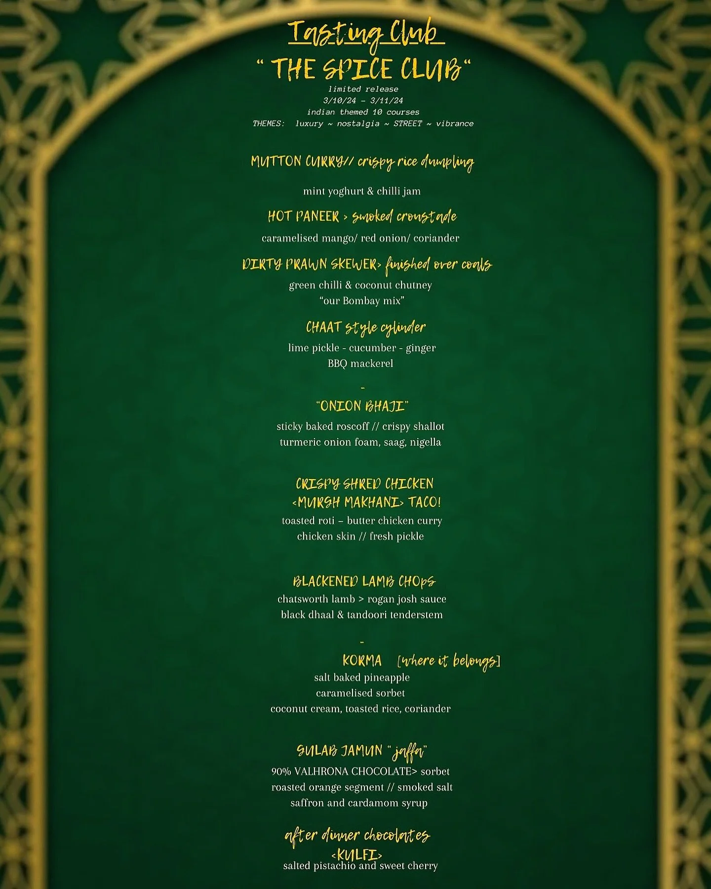 Menu — The Tasting Club