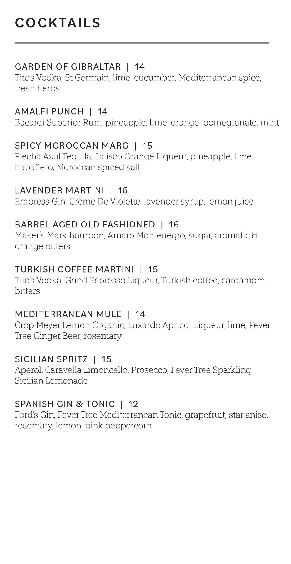 MENUS — Darna Mediterranean Eatery & Bar