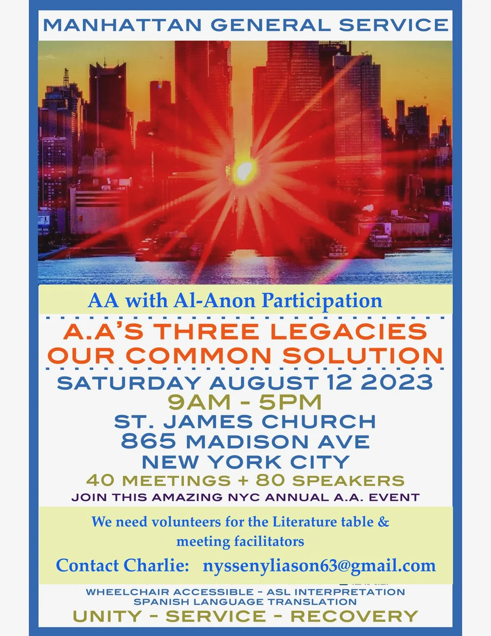 NYC Intergroup calendar of Al-Anon related events. — NYC Al-Anon