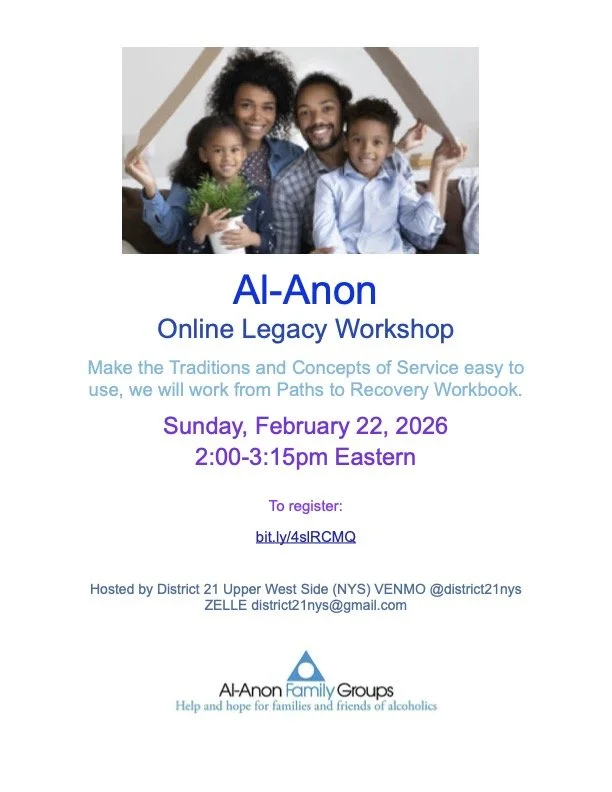 NYC Intergroup calendar of Al-Anon related events. — NYC Al-Anon