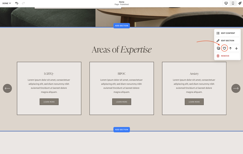 New Squarespace Feature: Saved Sections