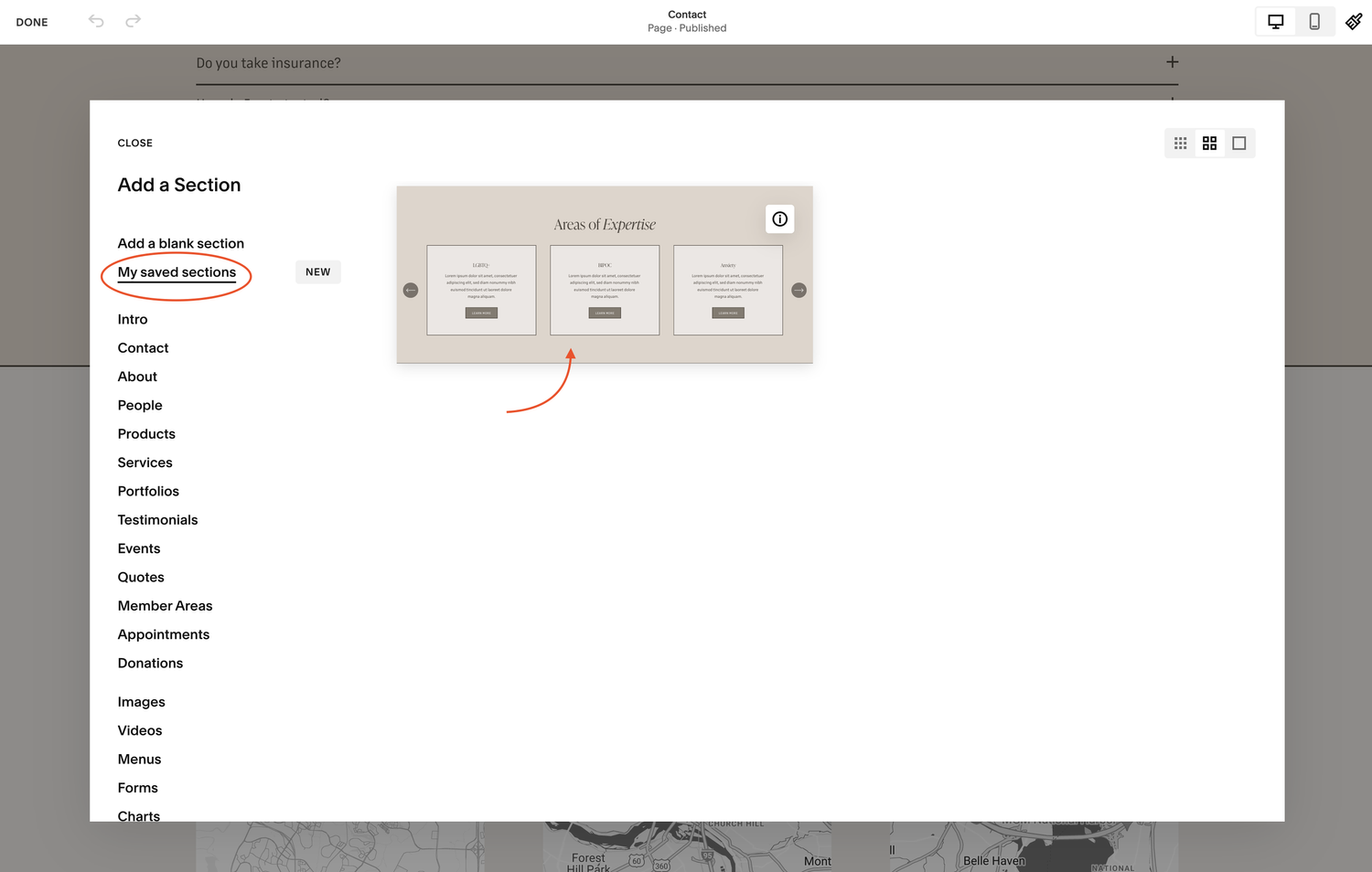 New Squarespace Feature: Saved Sections