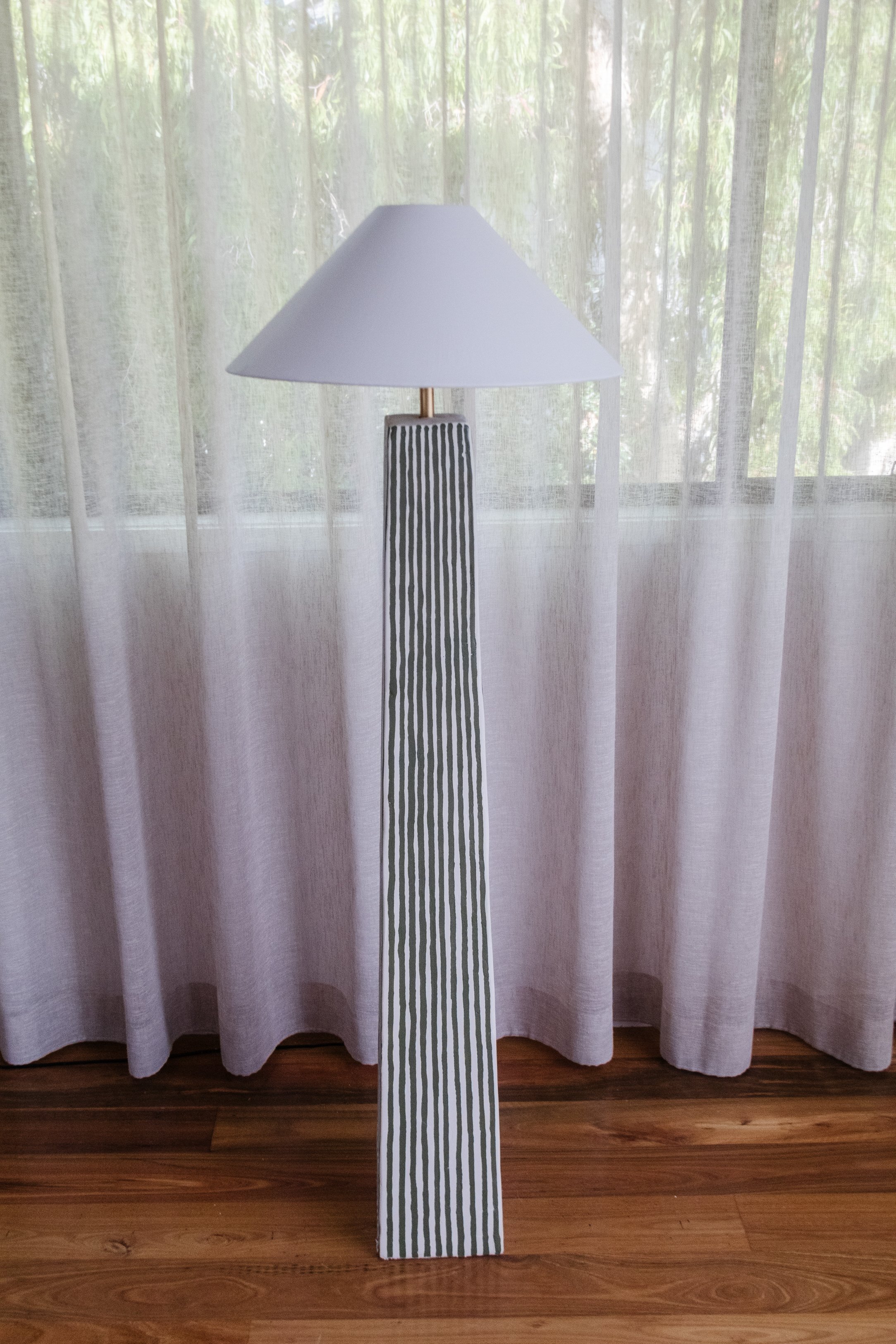 Upcycled Stripe Plaster Floor Lamp — Smor Home