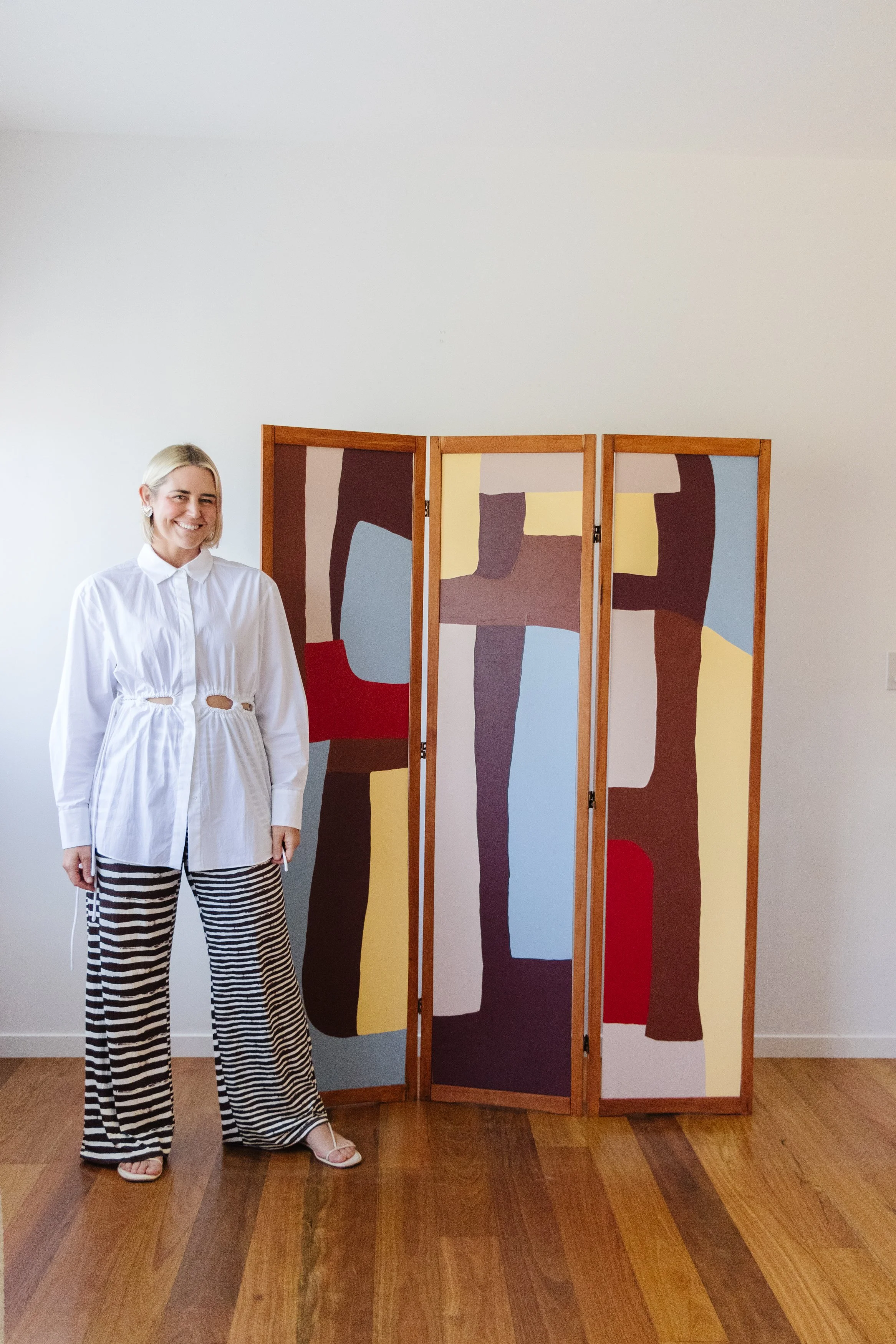 Upcycled Abstract Painted Room Divider — Smor Home