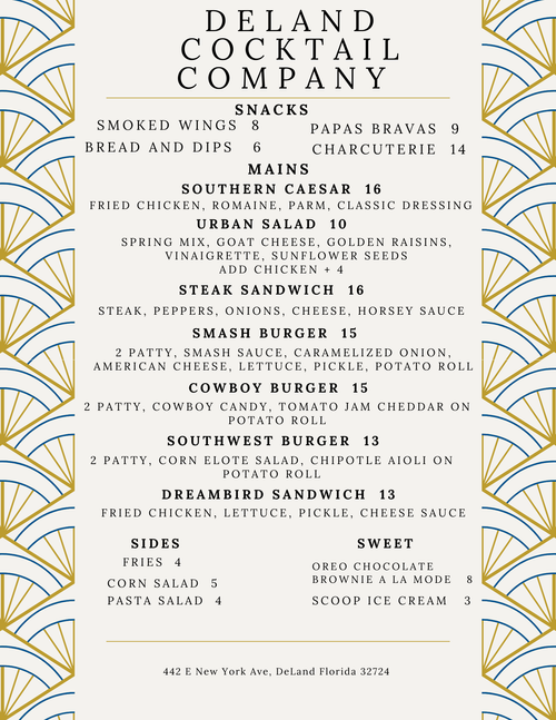Monday/Tuesday Bar Menu — DeLand Eatery