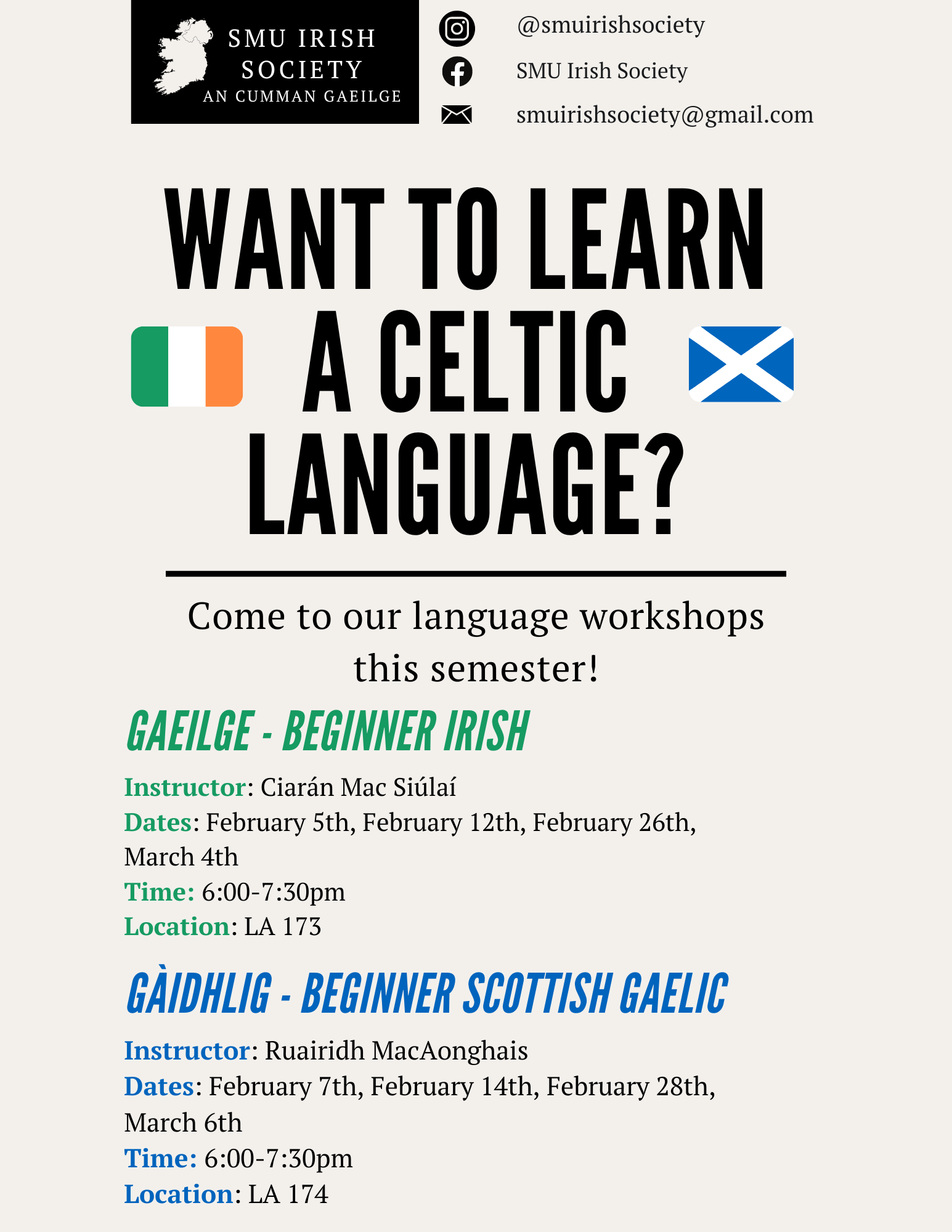 Society Event: Gaeilge - Beginner Irish Language Workshops — SMUSA ...