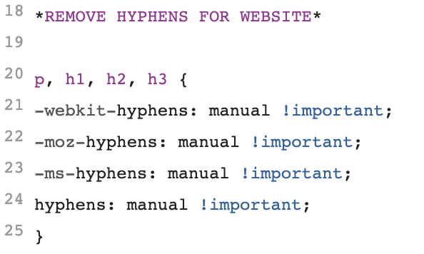 How to remove text hyphenation from a Squarespace website | Studio Kinde | Squarespace and ...