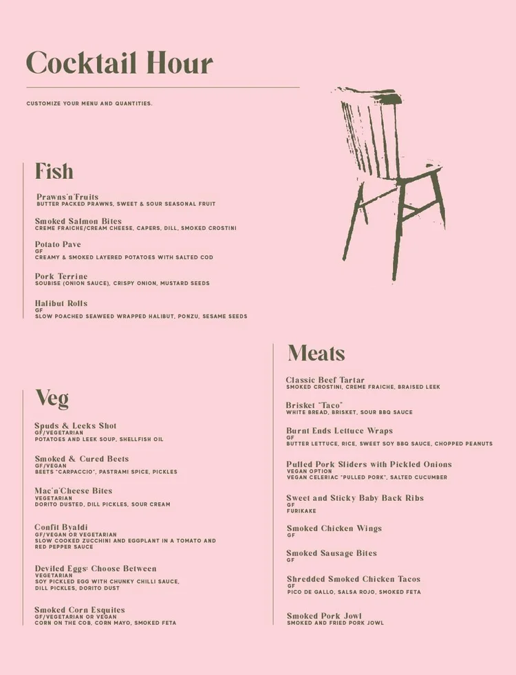Cocktail Reception Catering Menu - Taste of Tofino