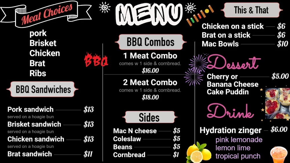 Food truck menu — JDs BBQ