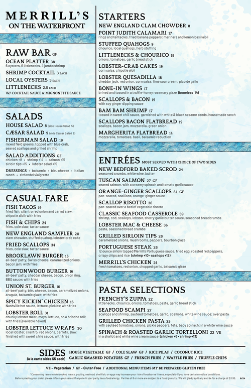 Menu — Merrill's on the Waterfront