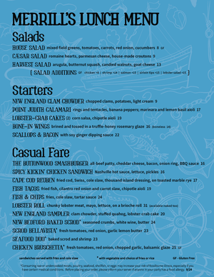 Menu — Merrill's on the Waterfront