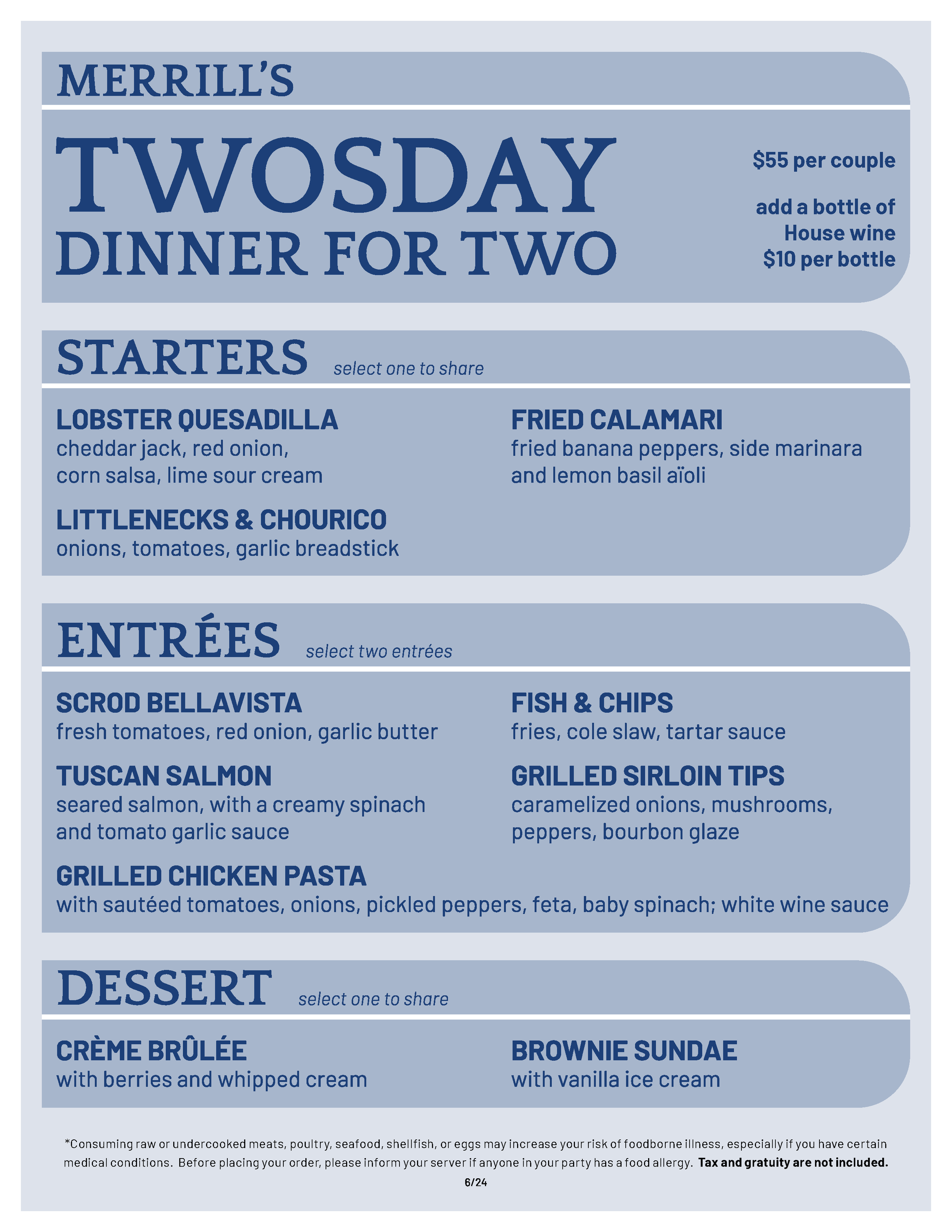 Menu — Merrill's on the Waterfront