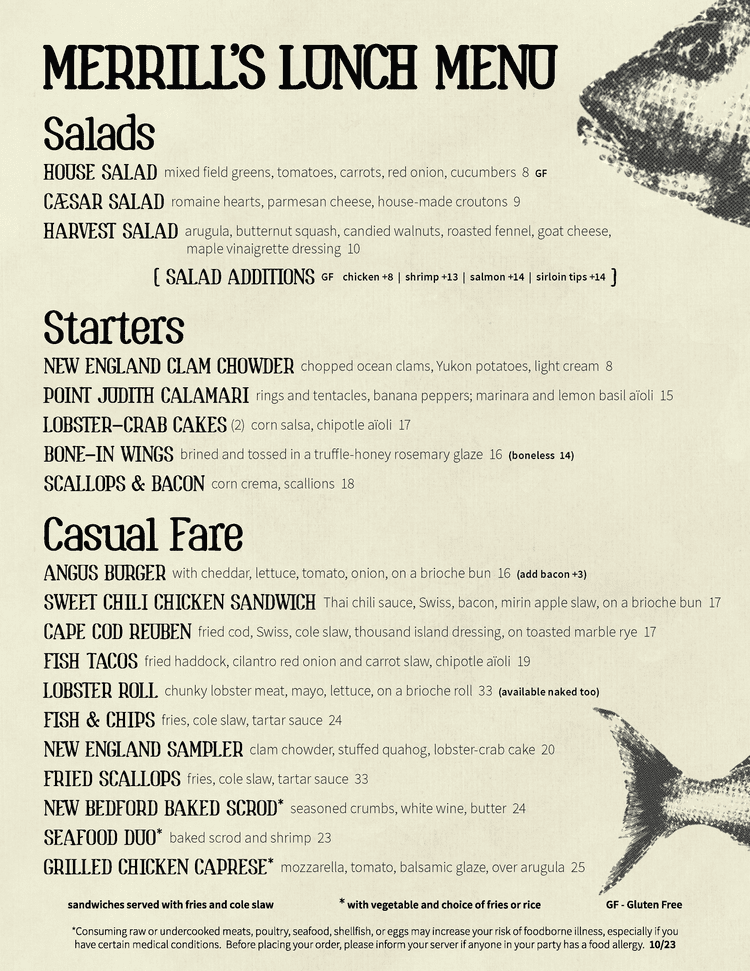 Menu — Merrill's on the Waterfront