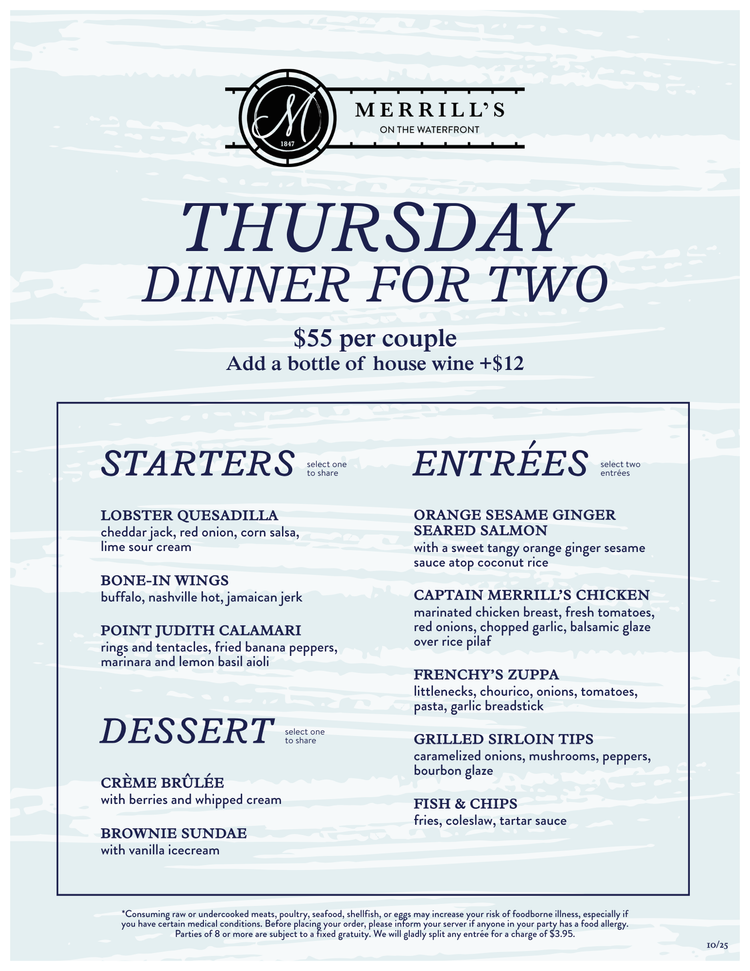 Menu | Explore Our Delicious Menu Today — Merrill's on the Waterfront