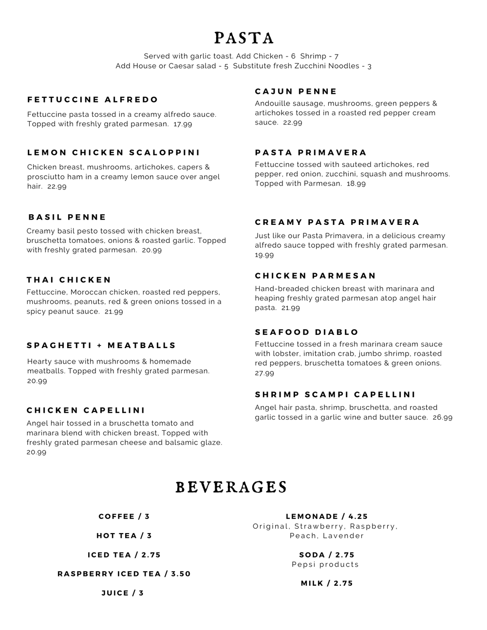 MENUS — Stella's Restaurant & Bar
