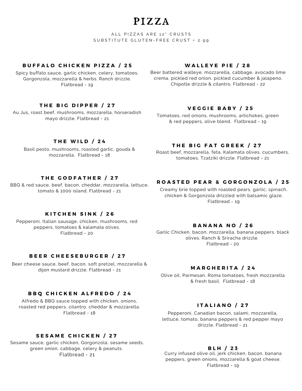 MENUS — Stella's Restaurant & Bar