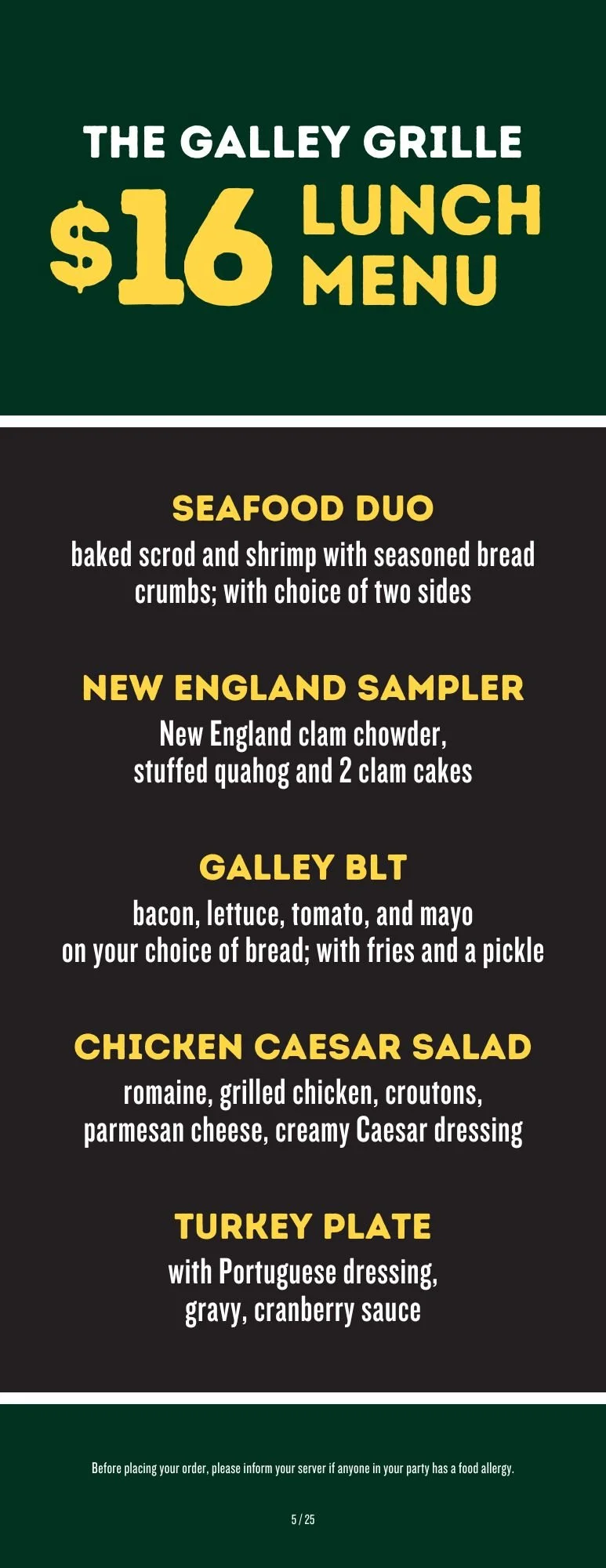 Menu | Explore Our Menu Today — The Galley Grille