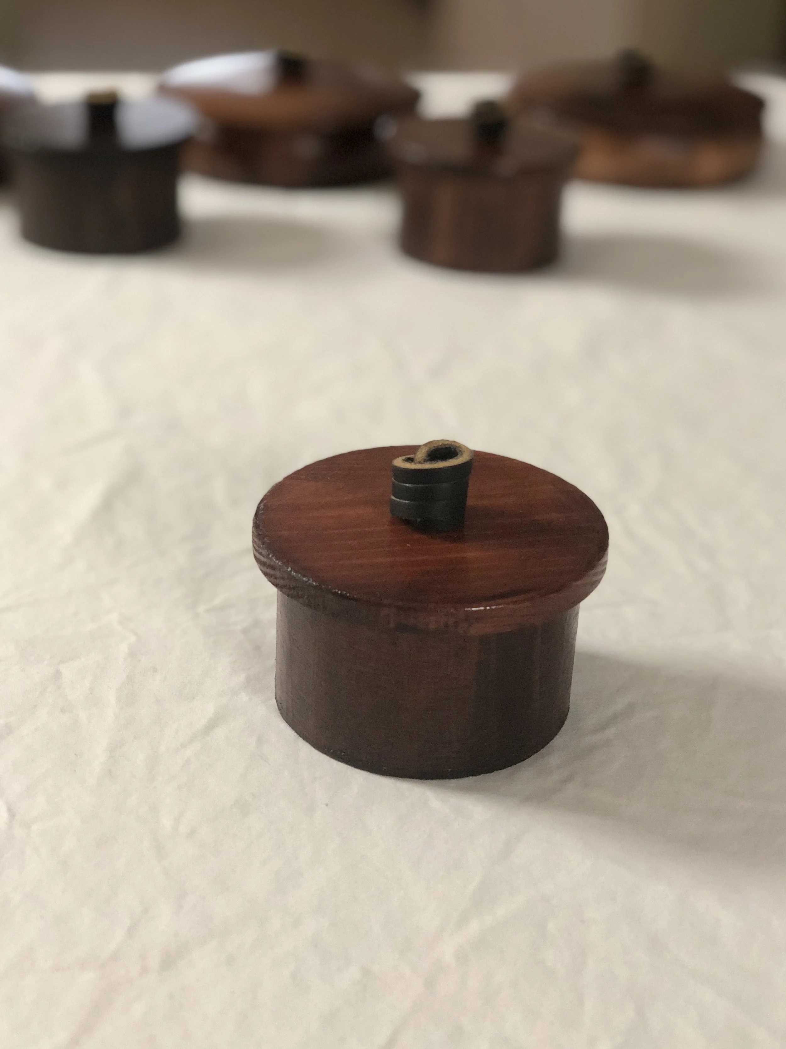 Handcrafted Wooden Cannister with Lid and Leather Pull - Gunstock and ...